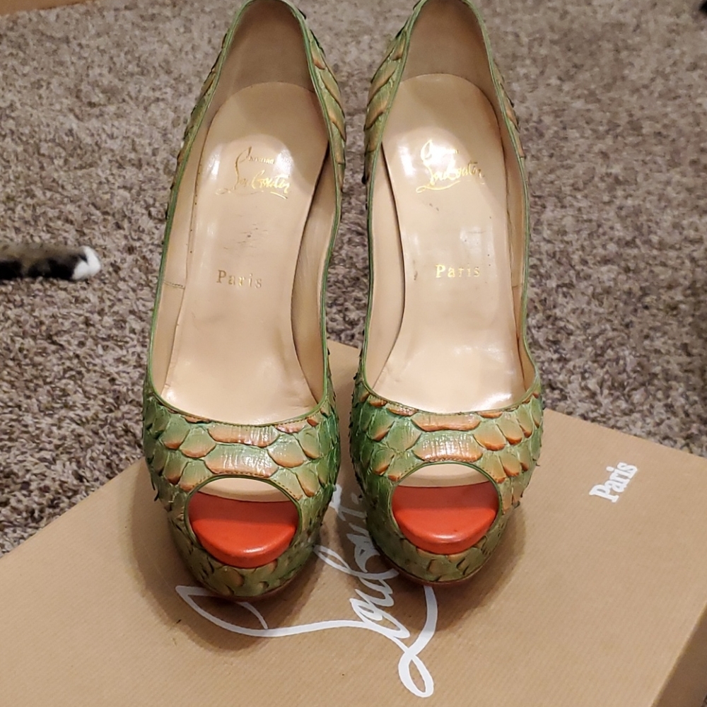 Christian Louboutin Lady Peep Python Fairy Tale - Gem